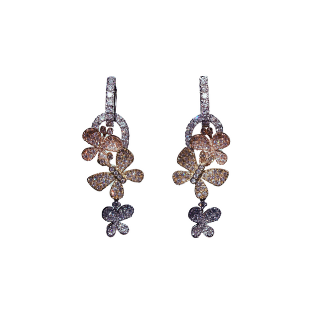 14k Gold Diamond Butterfly Dangle Earrings – D'Amore Jewelers