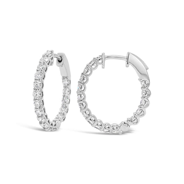 14k White Gold Oval Inside Out Lab Diamond Hoops, 3.94TCW – D'Amore ...