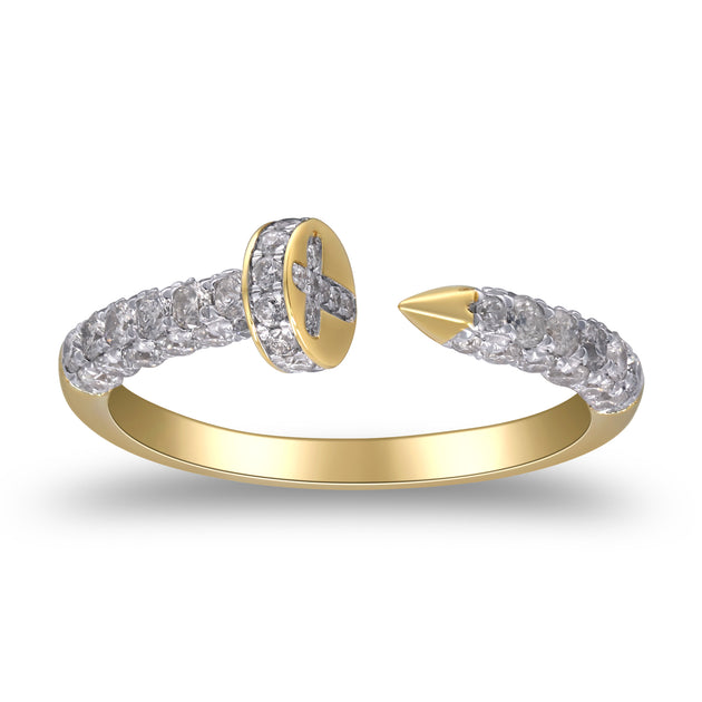14k Yellow Gold Pave Diamond Nail Ring – D'Amore Jewelers