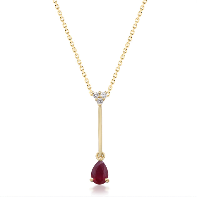 14k Yellow Gold Ruby and Diamond Bar Lariat Necklace – D'Amore Jewelers