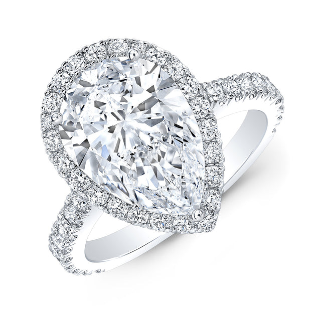 Pear shaped diamond engagement ring mounting with diamond halo – D ...